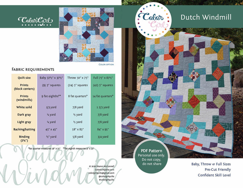 Dutch Windmill Quilt Pattern – Color Girl Quilts